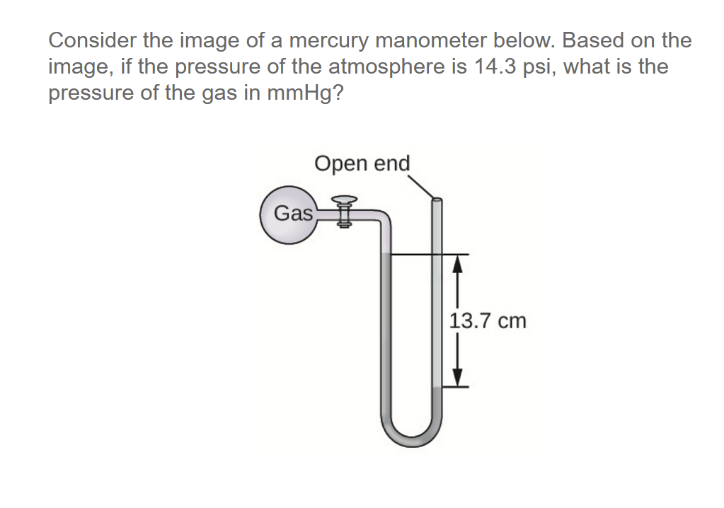 Solved Consider the image of a mercury manometer below. | Chegg.com