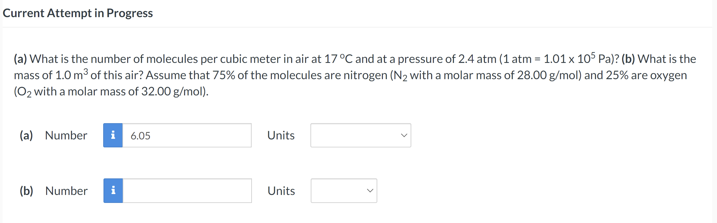 Solved (a) What is the number of molecules per cubic meter | Chegg.com