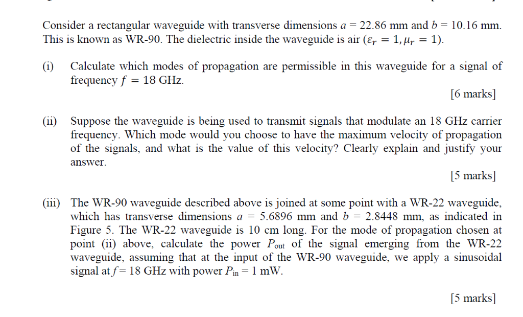 Consider a rectangular waveguide with transverse | Chegg.com