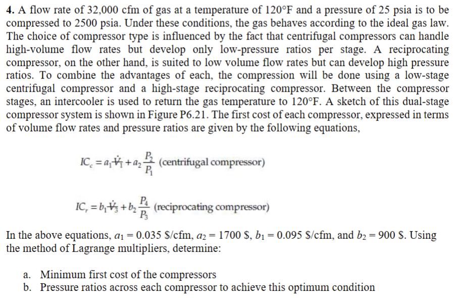 4. A flow rate of 32,000cfm of gas at a temperature | Chegg.com