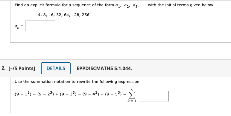 Solved Find an explicit formula for a sequence of the form | Chegg.com