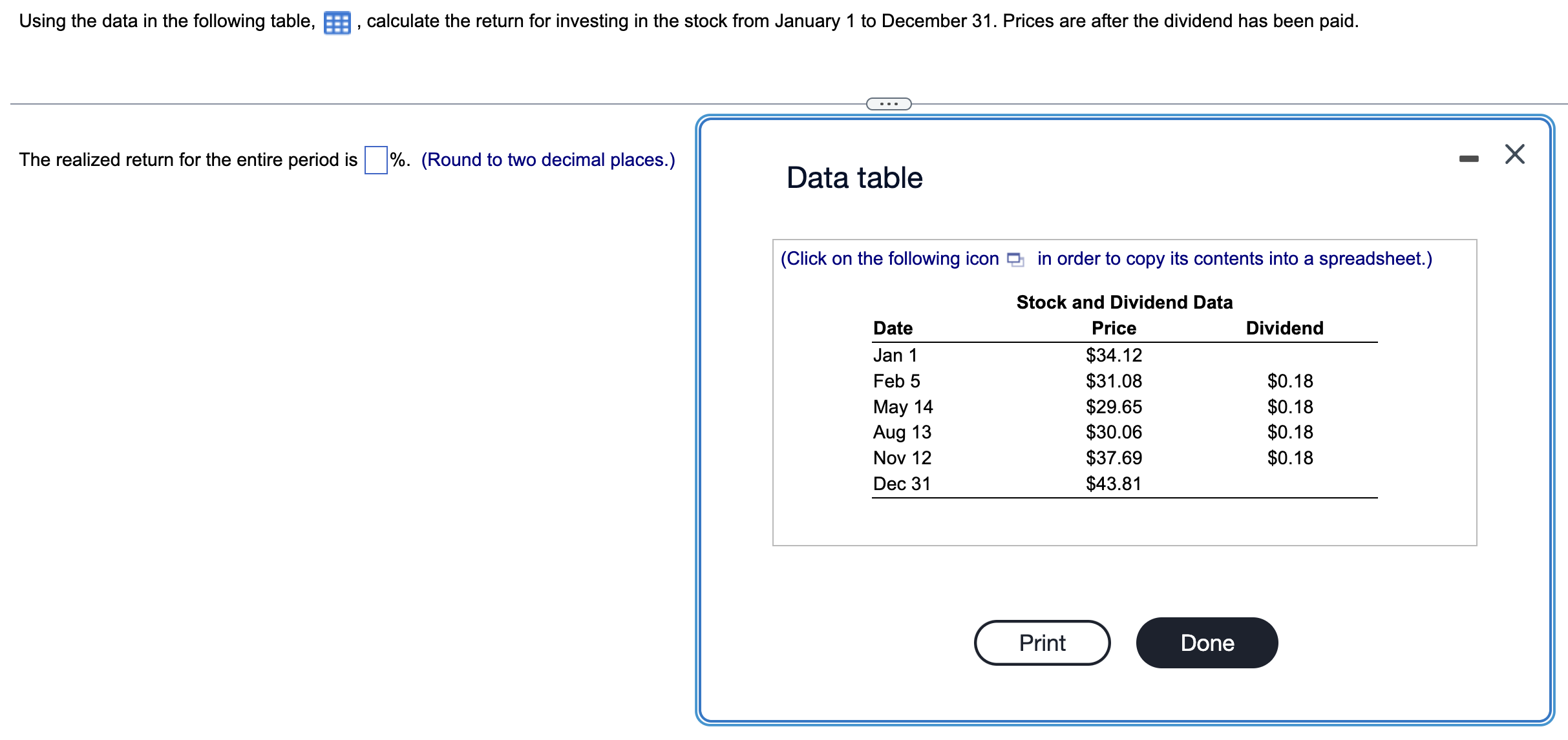 Solved Using the data in the following table, , ﻿calculate | Chegg.com