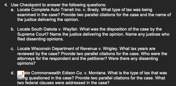 Solved 4. Use Checkpoint to answer the following questions: | Chegg.com