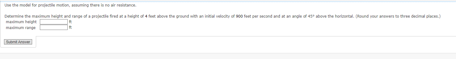 Solved Use The Model For Projectile Motion Assuming There