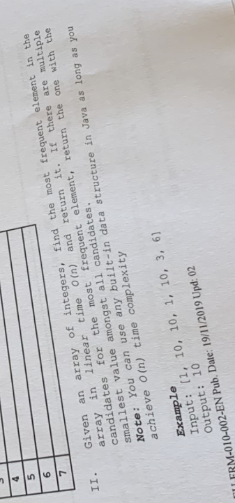 Solved he most frequent element in the II. Given an am a he | Chegg.com