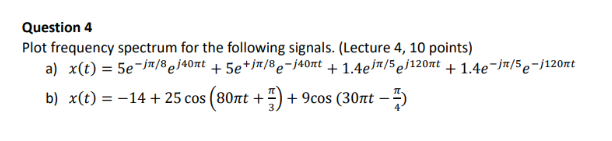 Solved Question 4Plot frequency spectrum for the following | Chegg.com