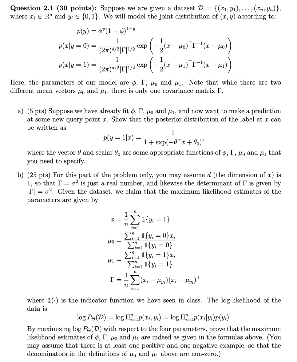 Question 2.1 (30 points): Suppose we are given a | Chegg.com Question 2.1 (30 points): Suppose we are given a | Chegg.com