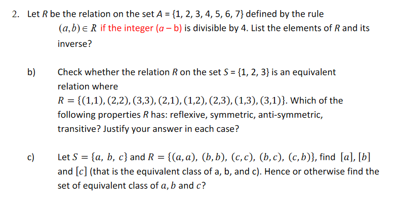 Solved 2. Let R be the relation on the set A = {1, 2, 3, 4, | Chegg.com