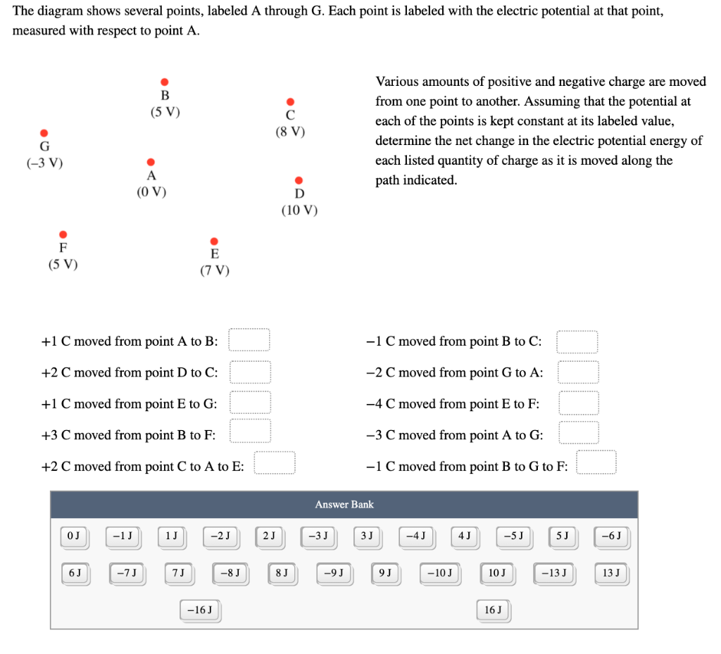 Solved The diagram shows several points, labeled A through | Chegg.com