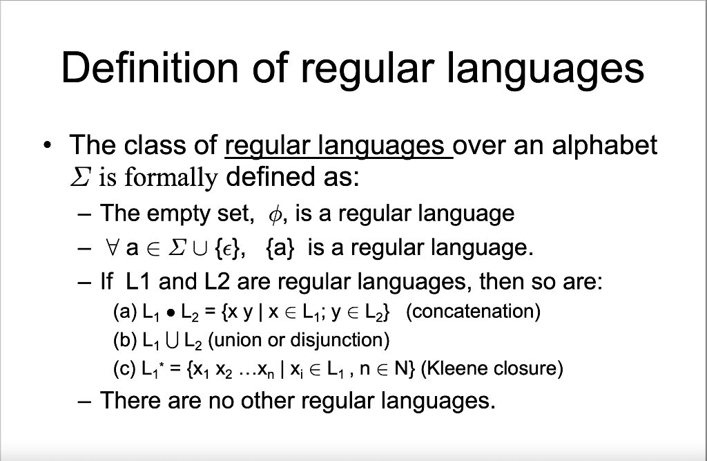 Definition of regular languages The class of regular | Chegg.com Definition of regular languages The class of regular | Chegg.com