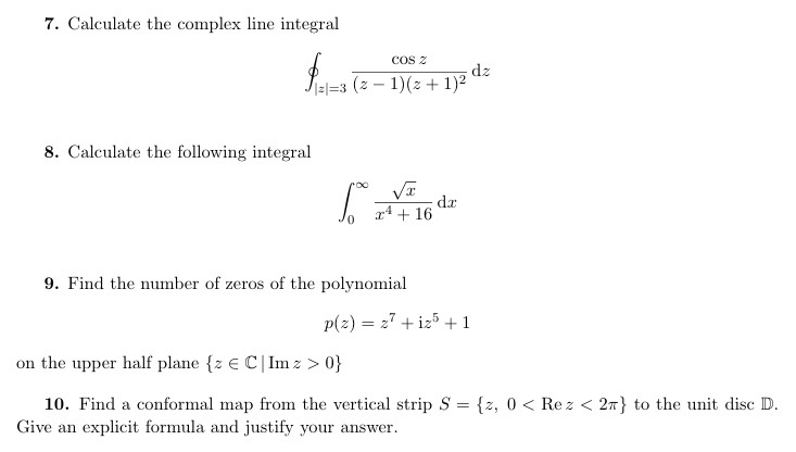 7. Calculate the complex line integral cos z 1:1=3 | Chegg.com