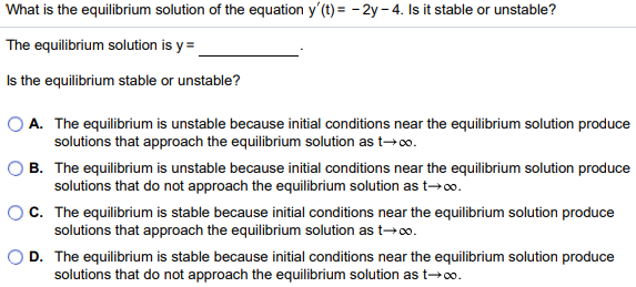 Solved What is the equilibrium solution of the equation y' | Chegg.com