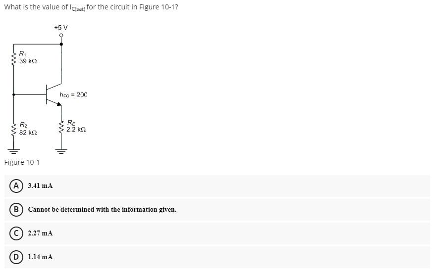Solved What is the value of IC( sat ) for the circuit in | Chegg.com