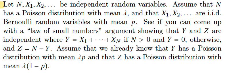 Solved Let N,X1,X2,… be independent random variables. Assume | Chegg.com