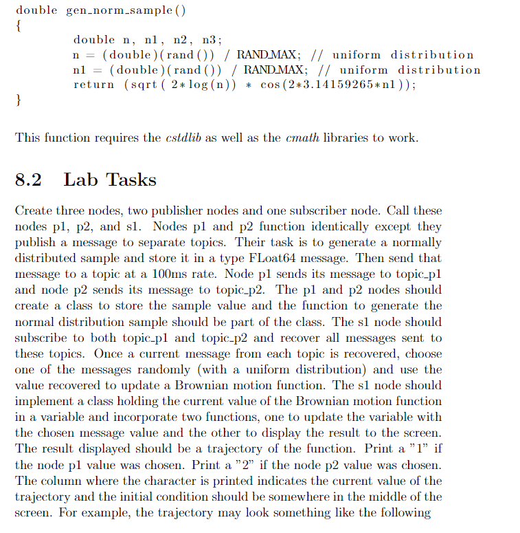 double gen_norm_sample) { double n, nl, n2, n3; = | Chegg.com