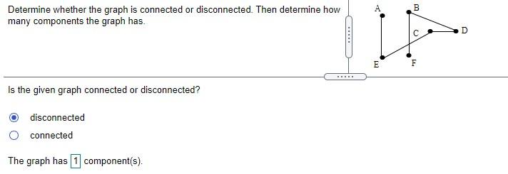 Solved A A B Determine whether the graph is connected or | Chegg.com