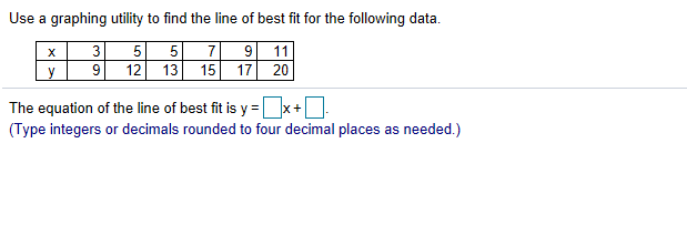 Solved Use a graphing utility to find the line of best fit | Chegg.com