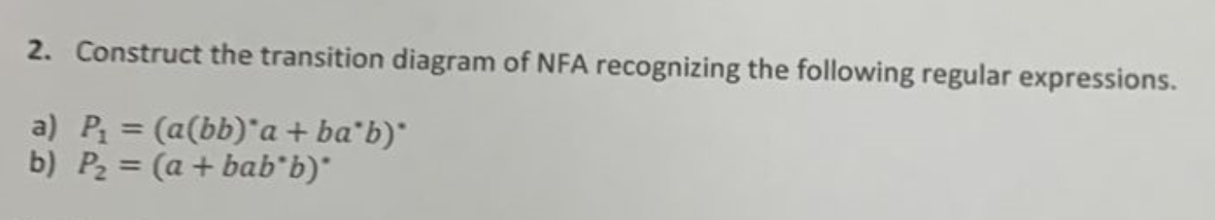 Solved Construct the transition diagram of NFA recognizing | Chegg.com