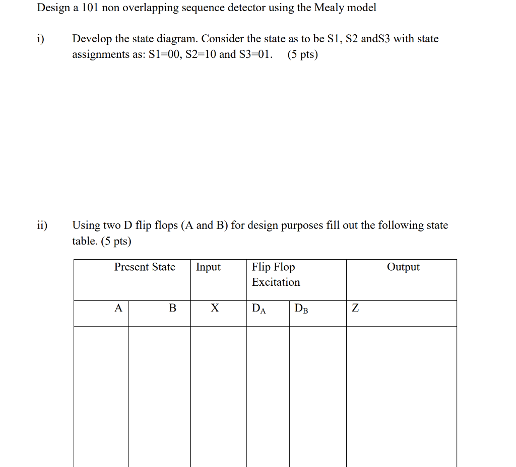 Solved Design A 101 Non Overlapping Sequence Detector Using 