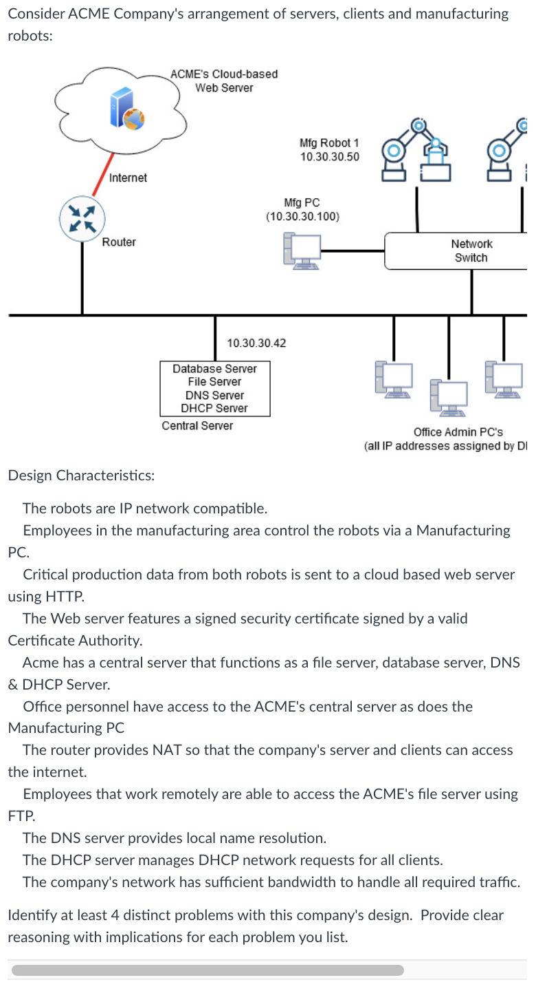 Consider ACME Company's arrangement of servers, | Chegg.com