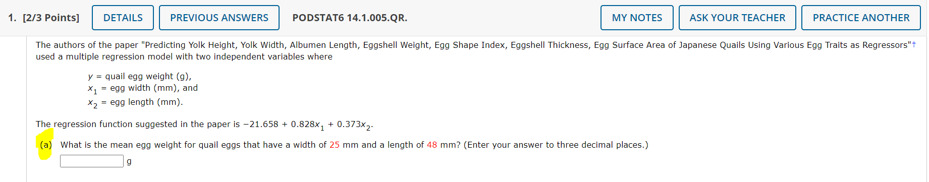 Solved used a multiple regression model with two independent | Chegg.com