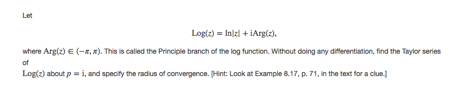Solved Let Log(z) = In + iArg(z), where Arg(z) E (-,). This | Chegg.com