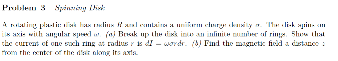 Solved Problem 3 Spinning Disk A rotating plastic disk has | Chegg.com