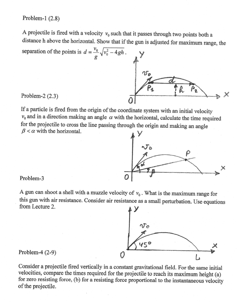Solved A Projectile Is Fired With A Velocity V0 Such That It