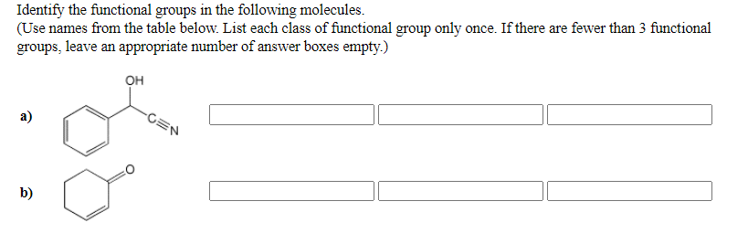 Solved Identify the functional groups in the following | Chegg.com