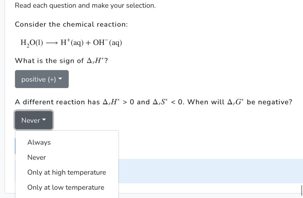 Solved Read each question and make your selection. Consider | Chegg.com