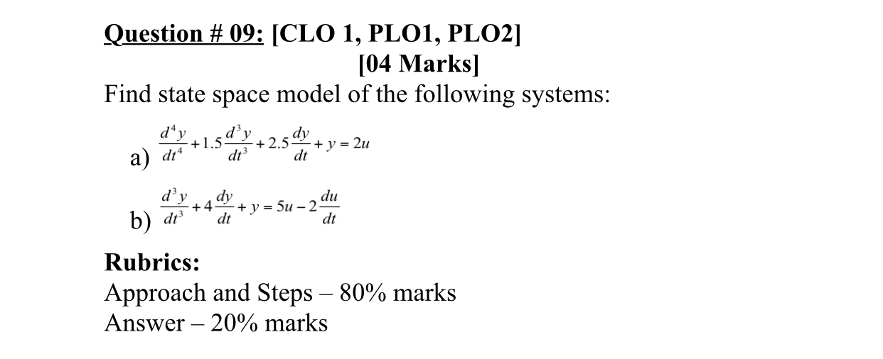 Solved Question # 09: [CLO 1, PLO1, PLO2] [04 Marks] Find | Chegg.com