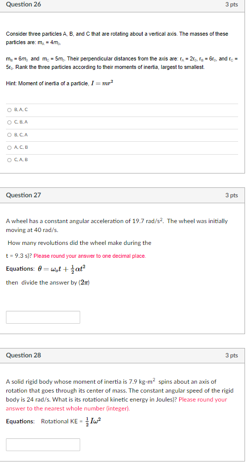 Solved Question 26 3 pts Consider three particles A, B, and | Chegg.com
