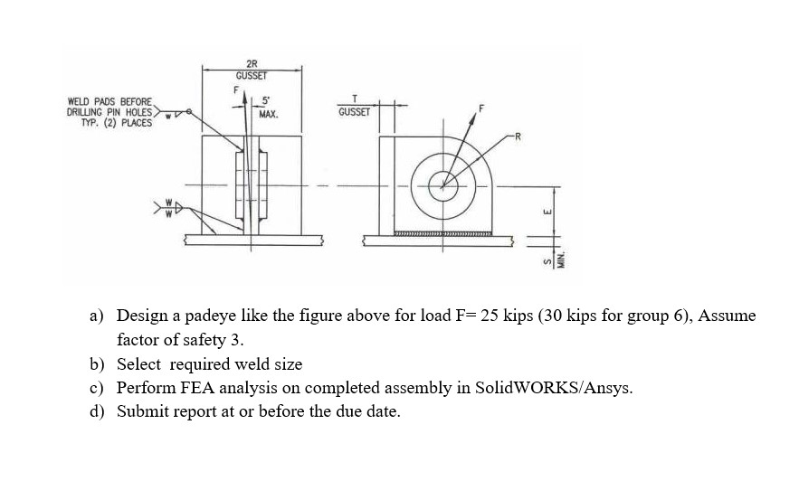 2R GUSSET WELD PADS BEFORE DRILLING PIN HOLES TYP. | Chegg.com