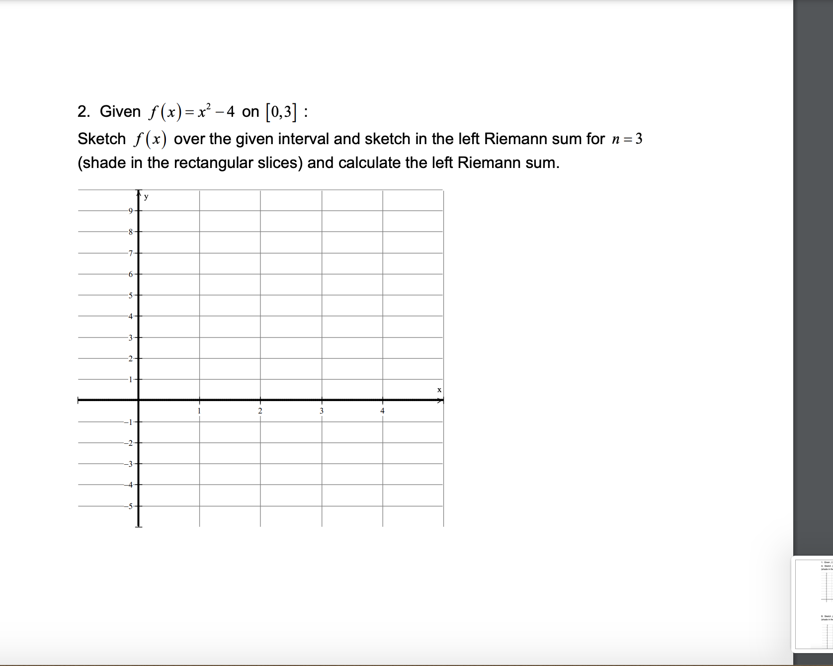 Solved 2. Given f(x)=x2−4 on [0,3] : Sketch f(x) over the | Chegg.com