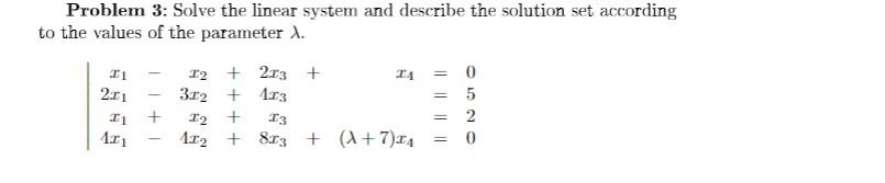 Solved Problem 3: Solve the linear system and describe the | Chegg.com