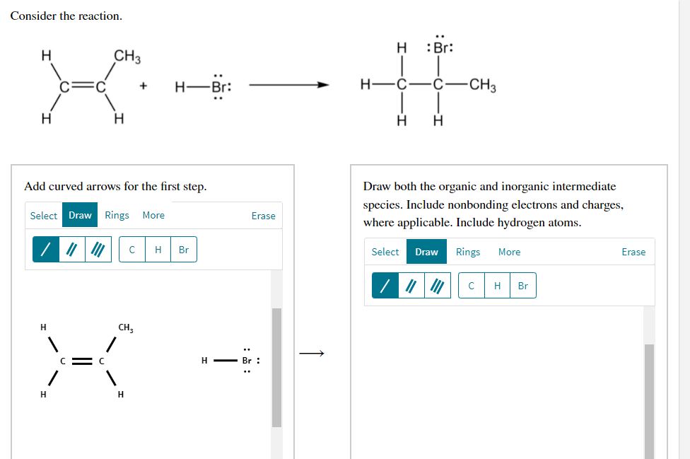 Solved Consider the reaction. H :Br: H CH3 C + H-Br: | Chegg.com