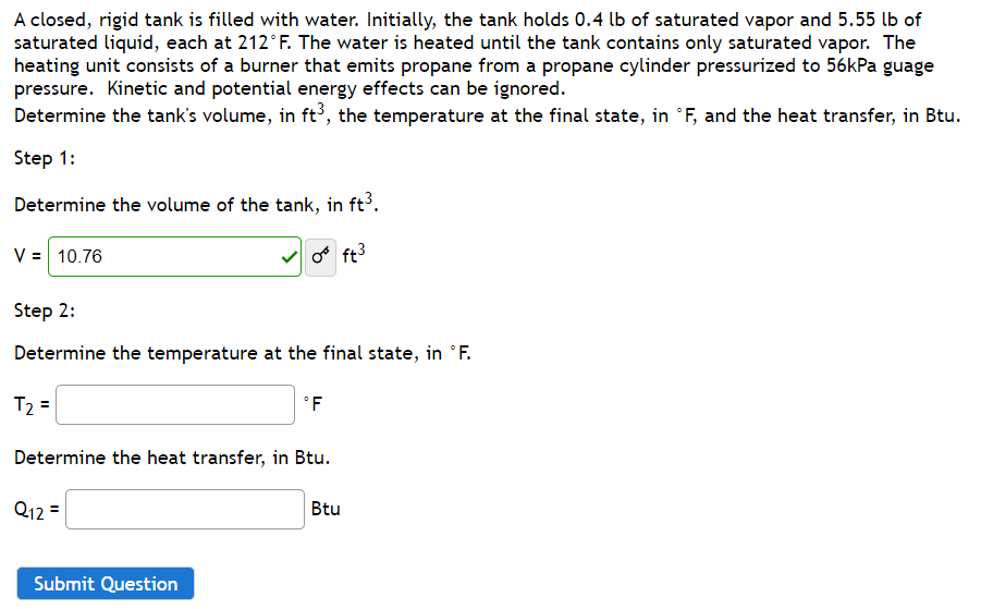 Solved A closed, rigid tank is filled with water. Initially, | Chegg.com