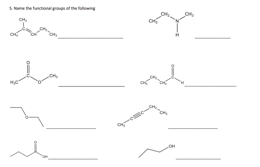 Solved 5. Name the functional groups of the following CH2 | Chegg.com