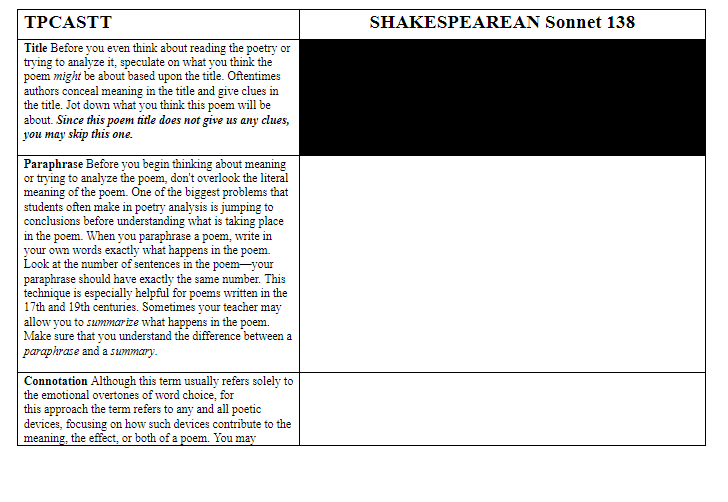 Shakespearean Sonnet 138 Sonnet 138 was one of 20 | Chegg.com