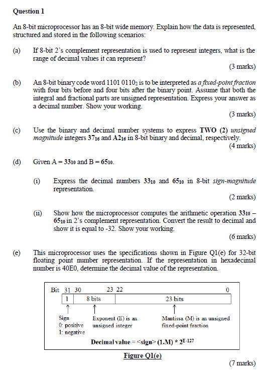 Solved Question 1 An 8-bit microprocessor has an 8-bit wide | Chegg.com
