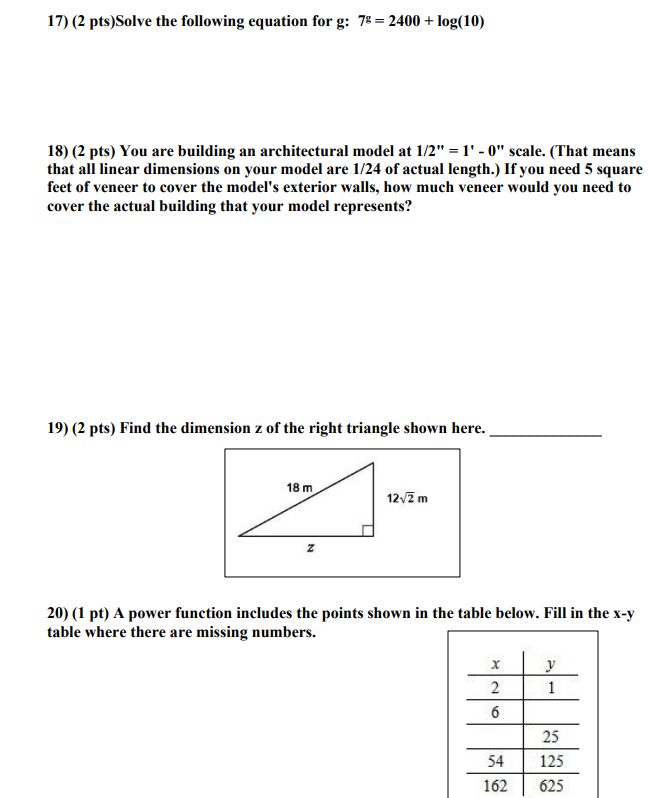 Solved 17) (2 pts)Solve the following equation for g: 78 = | Chegg.com