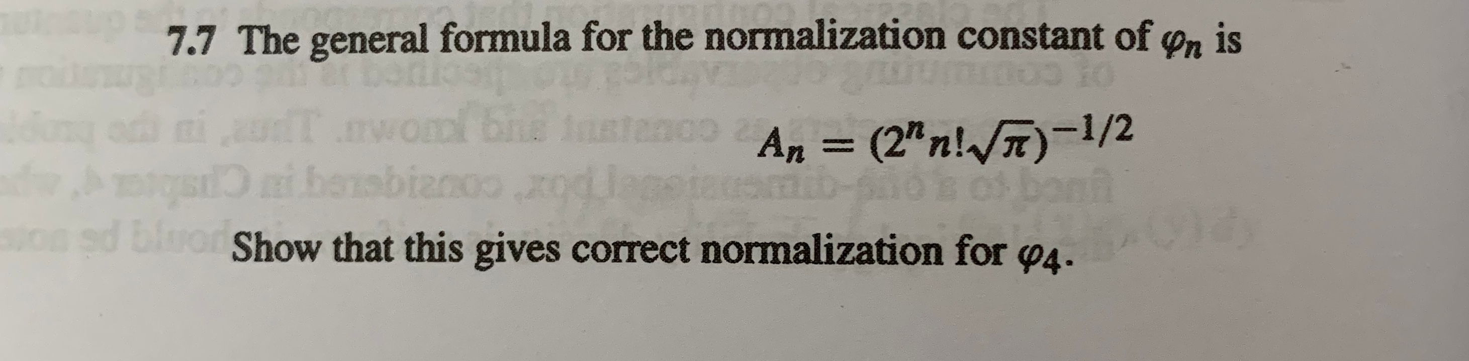 Solved 7.7 The general formula for the normalization | Chegg.com