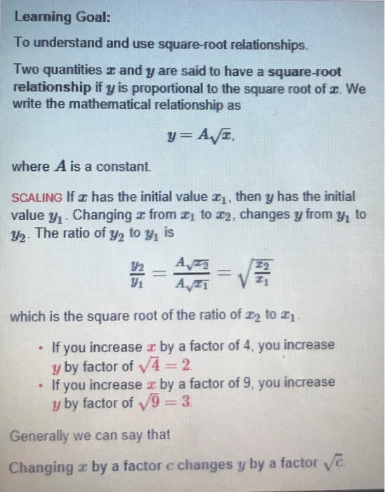 Solved Learning Goal: To understand and use square-root | Chegg.com