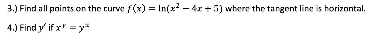 Solved 3.) Find all points on the curve f(x)=ln(x2−4x+5) | Chegg.com