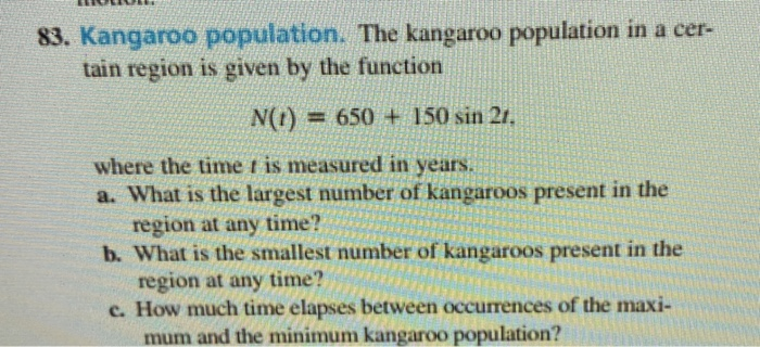 Solved 83. Kangaroo population. The kangaroo population in a | Chegg.com