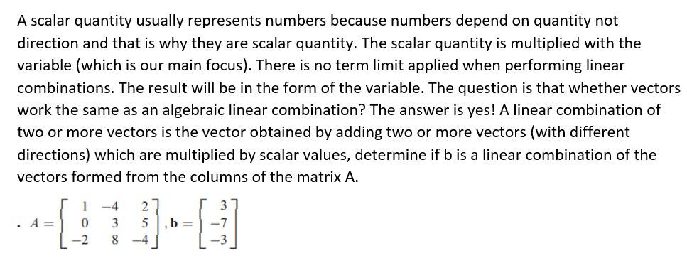 Solved A scalar quantity usually represents numbers because | Chegg.com