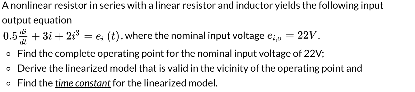 A nonlinear resistor in series with a linear resistor | Chegg.com