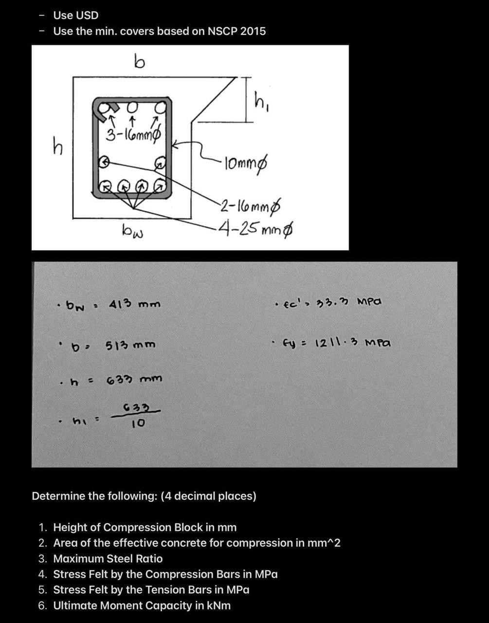 Solved - Use USD - Use the min. covers based on NSCP 2015 | Chegg.com