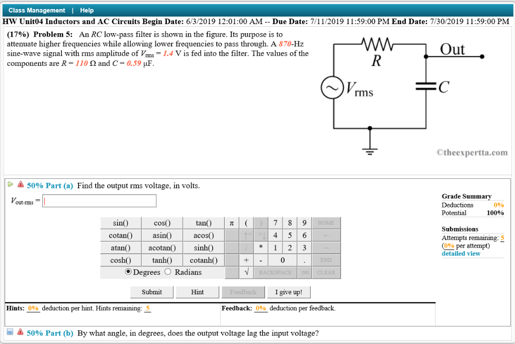 Solved Class Management Help HW Unit04 Inductors and AC | Chegg.com