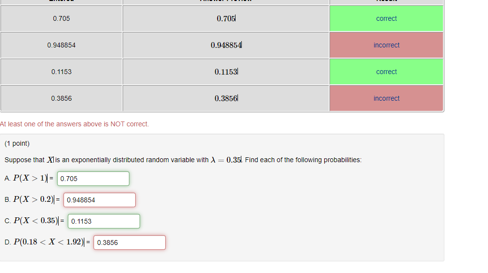 Solved 0.705 0.948854 0.1153 0.3856 0.351. Find each of the | Chegg.com